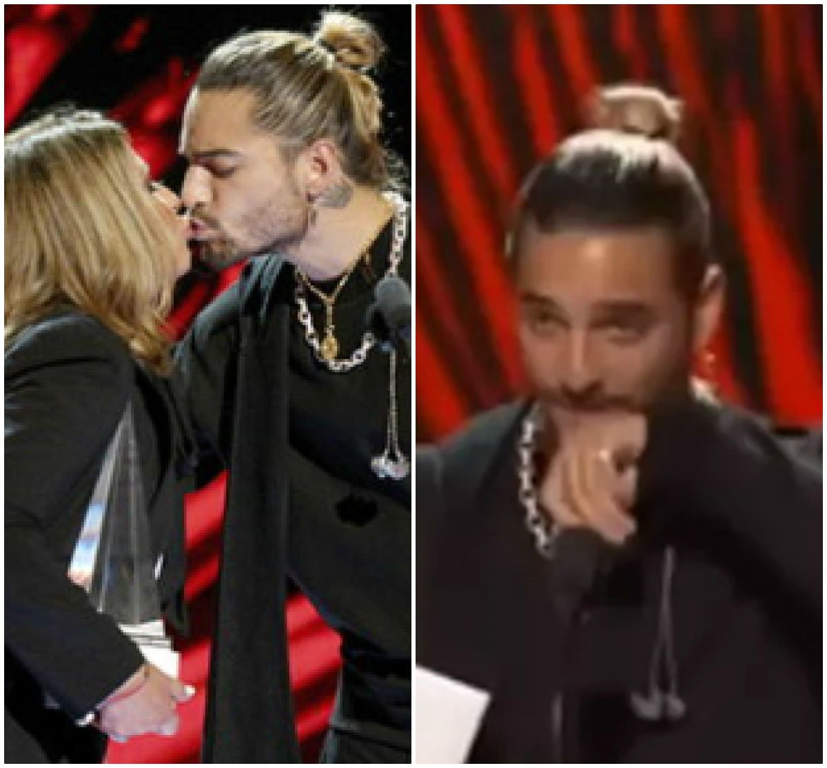 Usuarios de redes aseguran que a Maluma le dio asco besar en la boca a ...