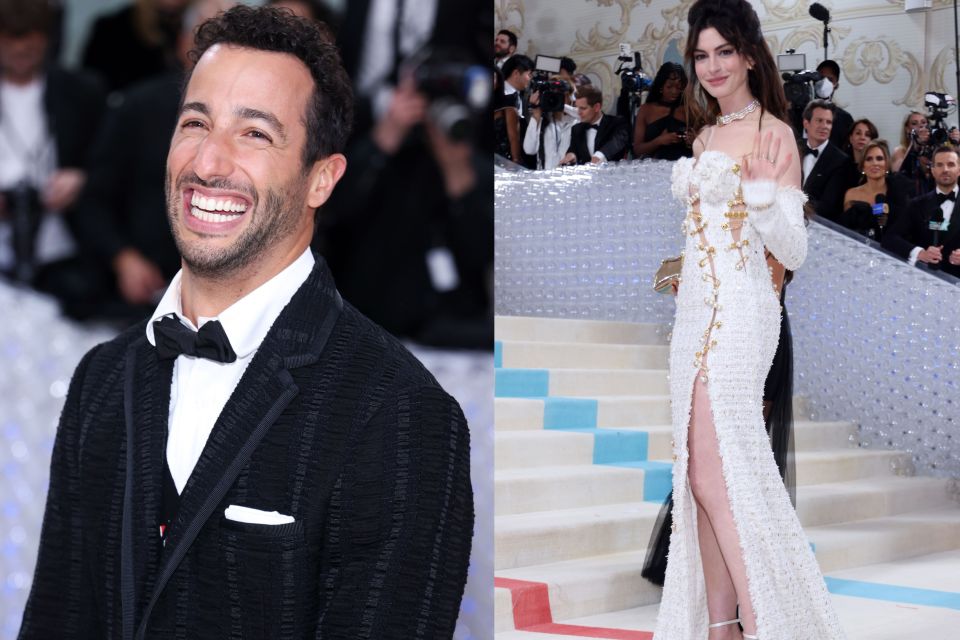 Anne Hathaway desbordó simpatía con Daniel Ricciardo en la Met Gala y ...