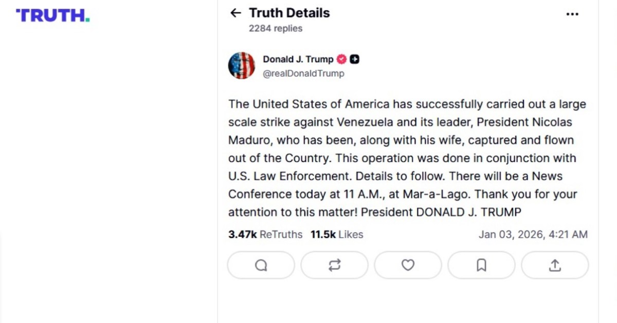 Trump: Maduro fue “capturado” y sacado de Venezuela tras ataque de EE ...